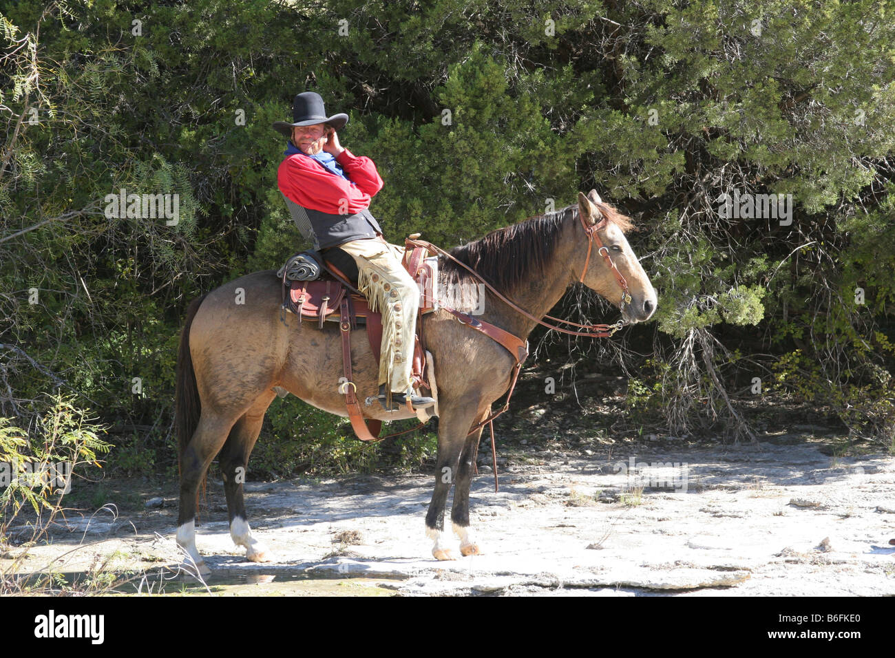 A cowboy looking inquisitive on horseback Stock Photo - Alamy
