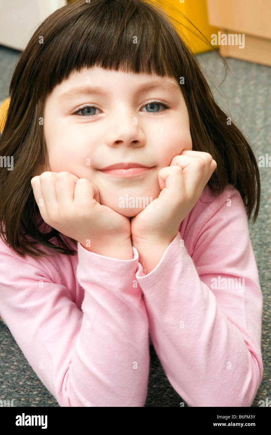 Little girl, 6 years, portrait, indoors Stock Photo - Alamy