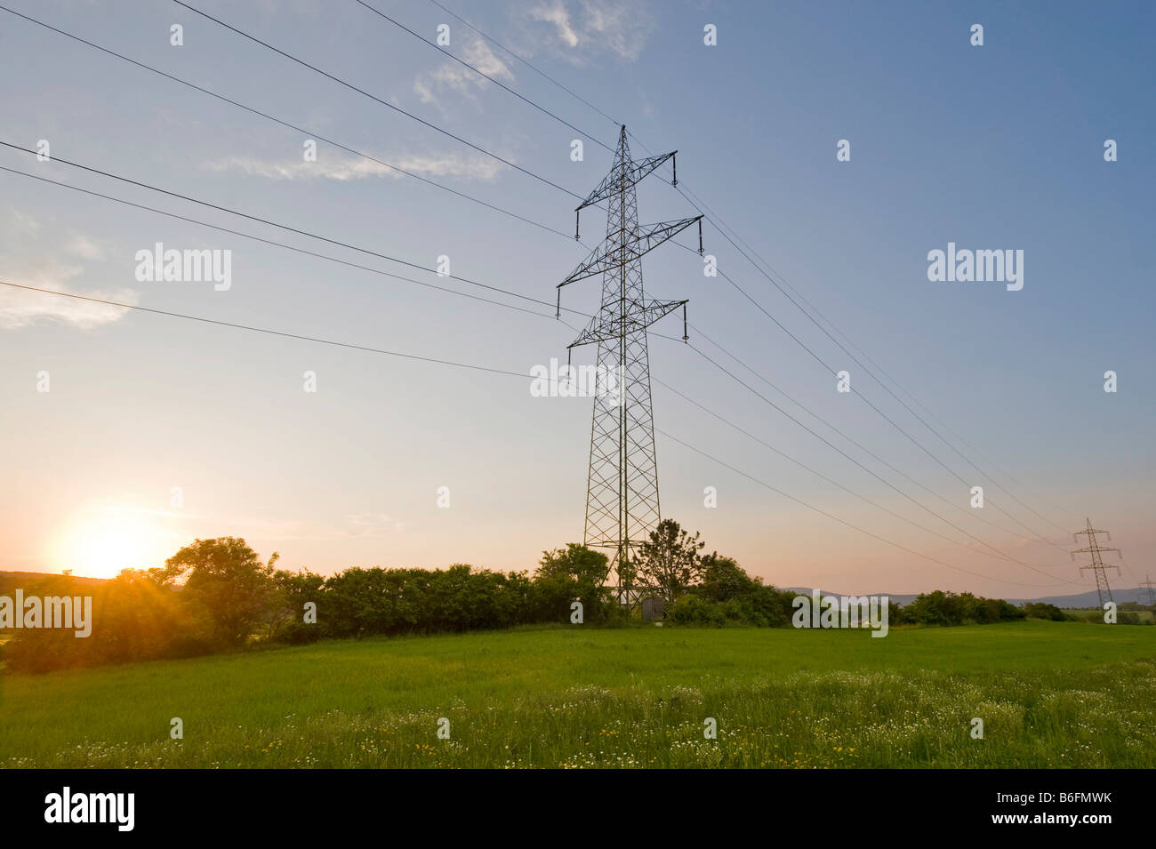 High tension pylon, Lower Austria, Europe Stock Photo - Alamy