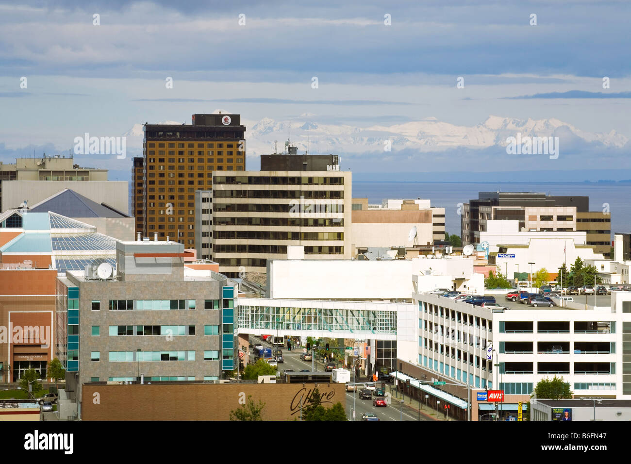 Skyline of downtown Anchorage, Alaska USA Stock Photo - Alamy