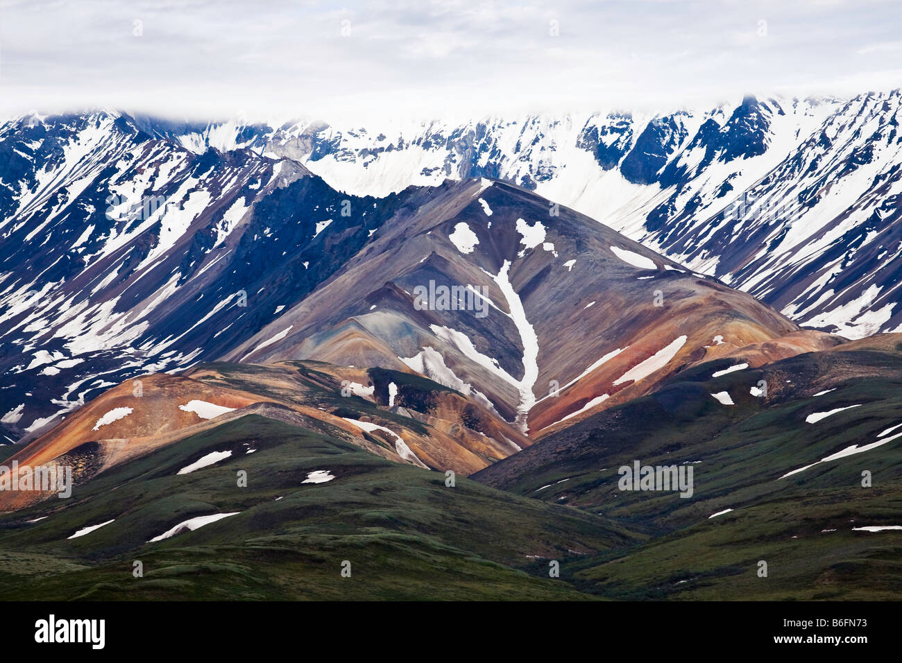 glacier and mountain range in Denali National Park, Alaska USA Stock ...