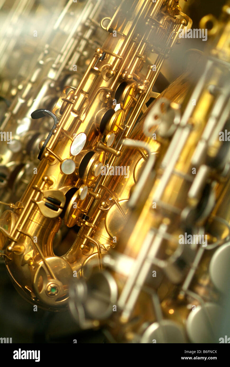 Impression of an old saxophone, section Stock Photo - Alamy