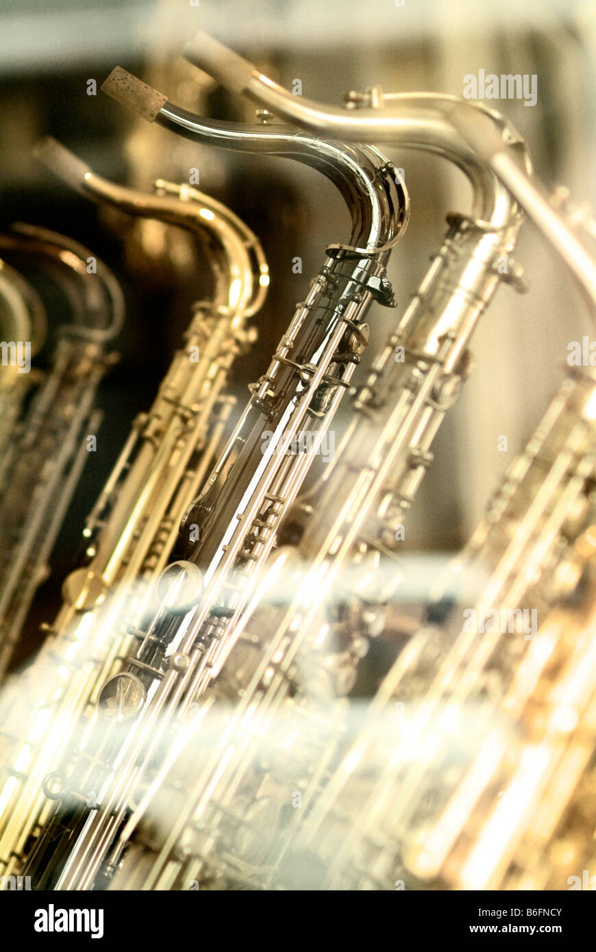 Impression of an old saxophone, section Stock Photo - Alamy