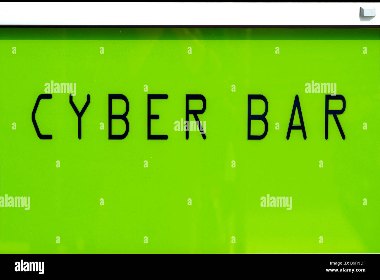 Cyber Bar, green signage Stock Photo - Alamy