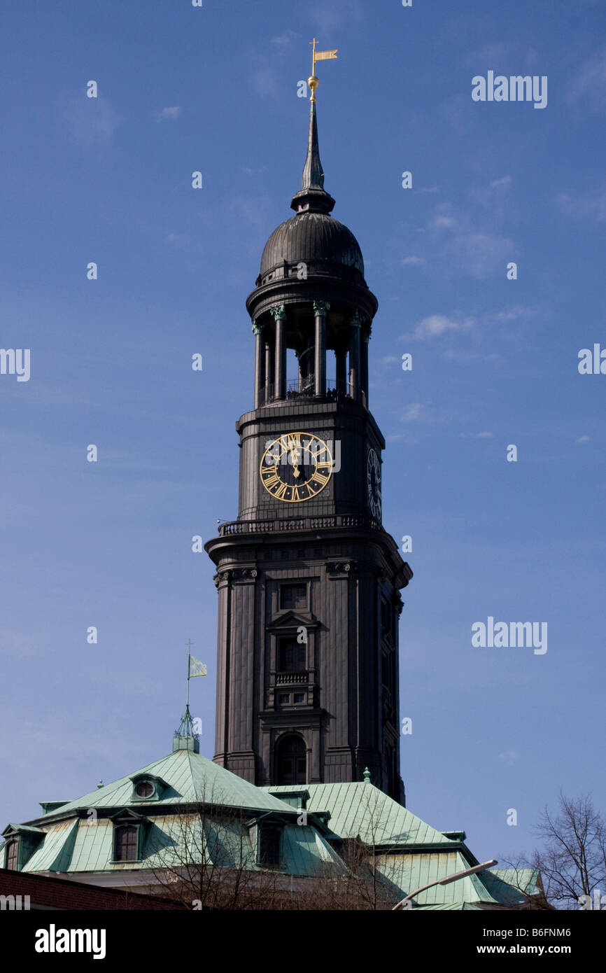 Tower of St Michaelis Church or Hamburger Michel, city landmark ...