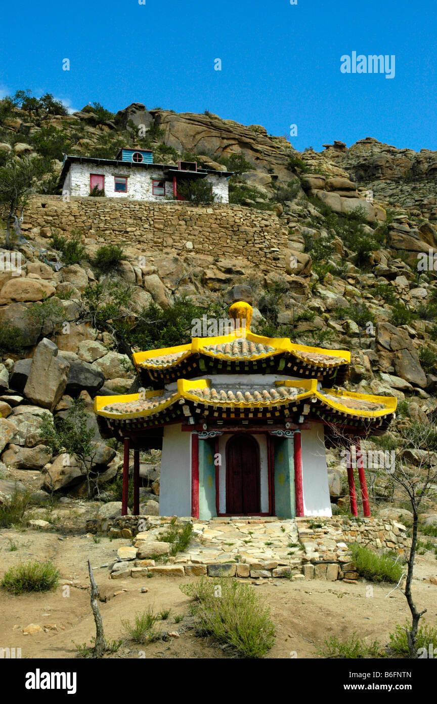 Two Buddhist Temples, Uvgunt Monastery, Mongolia, Asia Stock Photo - Alamy