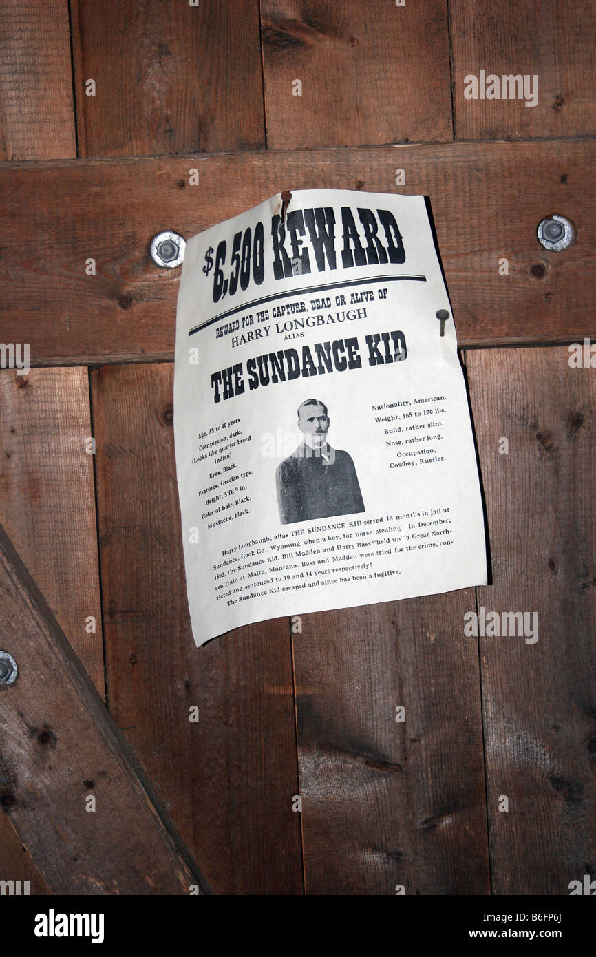 An old west Wanted Sign telling about a Reward for the Sundance Kid aka ...
