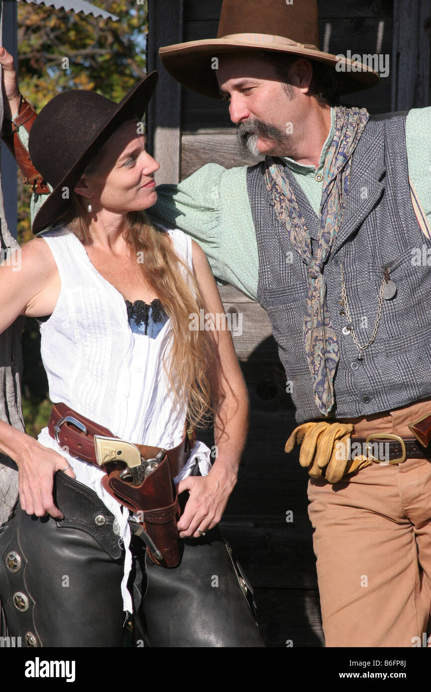 Cowboy talking young lady hi-res stock photography and images - Alamy