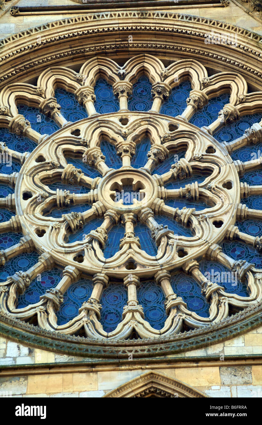 The south transept rose window in York Minster, York, England, UK Stock ...