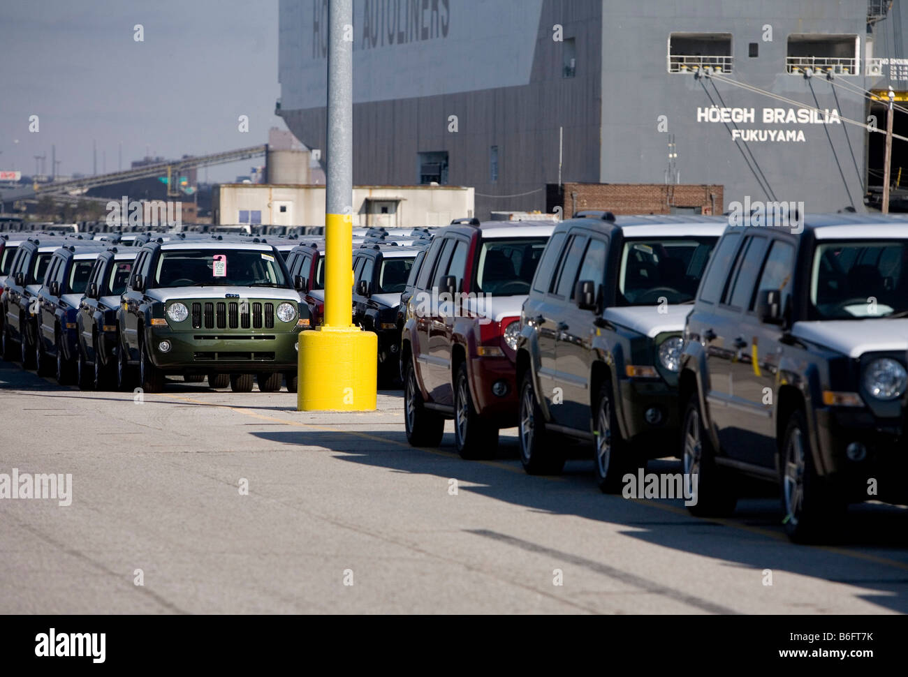 Chrysler vehicles sit at the Port of Baltimore awaiting shipment Stock ...