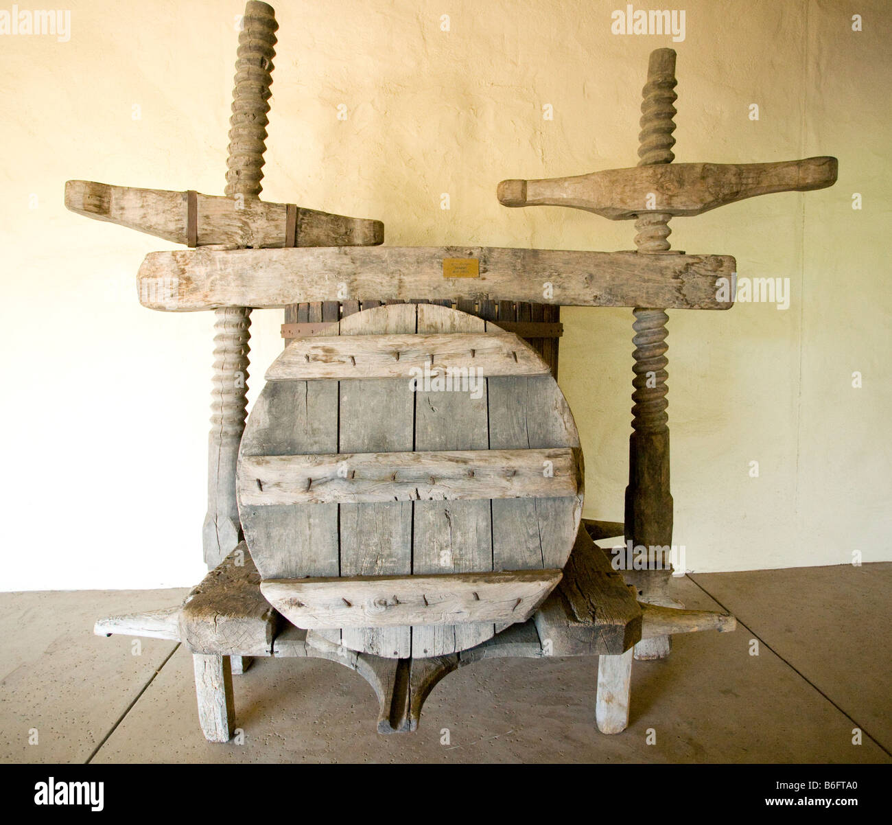 Antique, 16th centuary, Spanish grape press at the Robert Mondavi ...