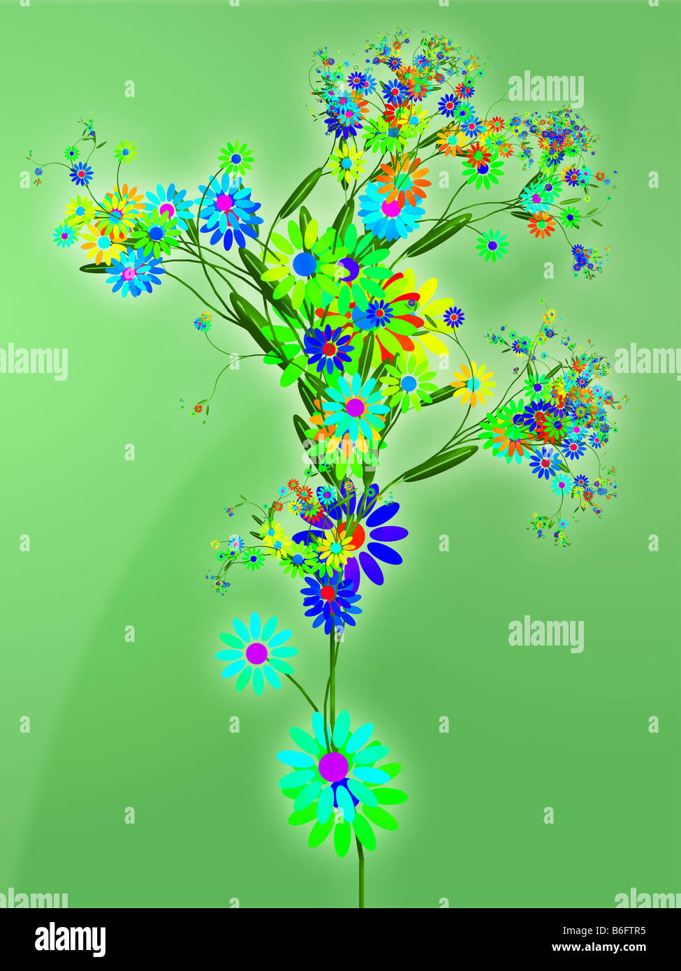 Floral nature themed design illustration with leaves and blossoms Stock ...