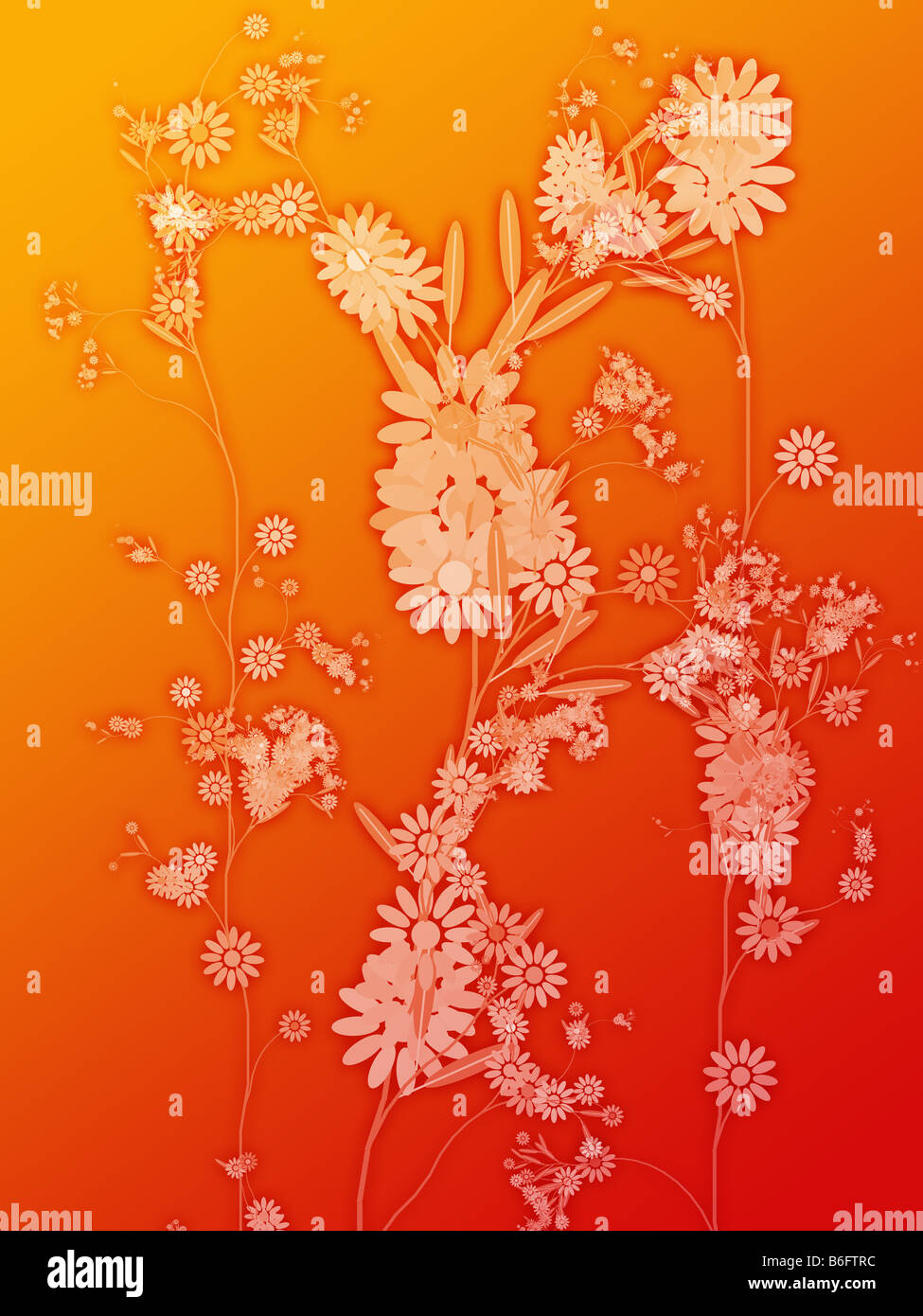 Floral nature themed design illustration with leaves and blossoms Stock ...