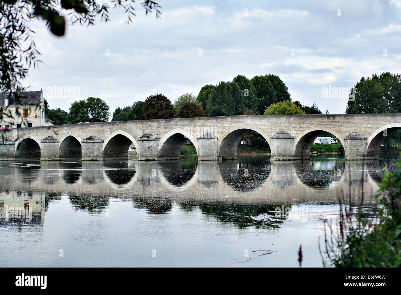 Bridge over the River Cher at Montrichard early morning Stock Photo - Alamy