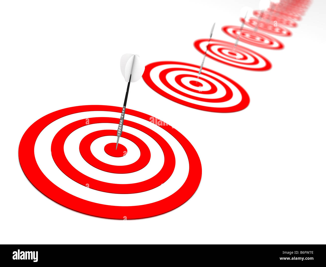 Solo Red and White target with arrow isolated on white Stock Photo - Alamy