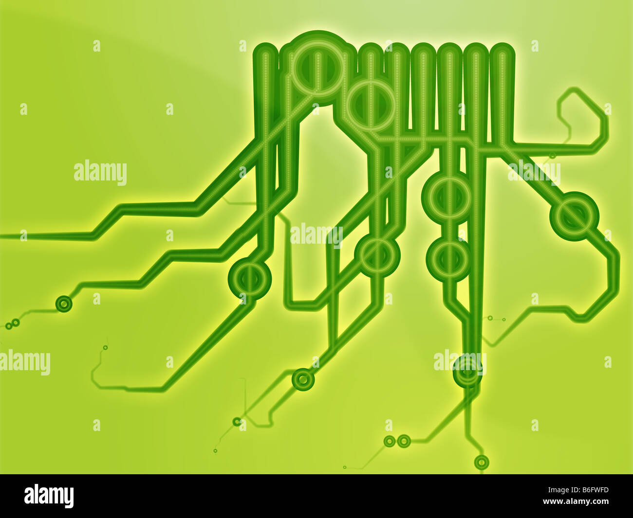 Abstract technical schematic diagram illustration with circuitry and ...