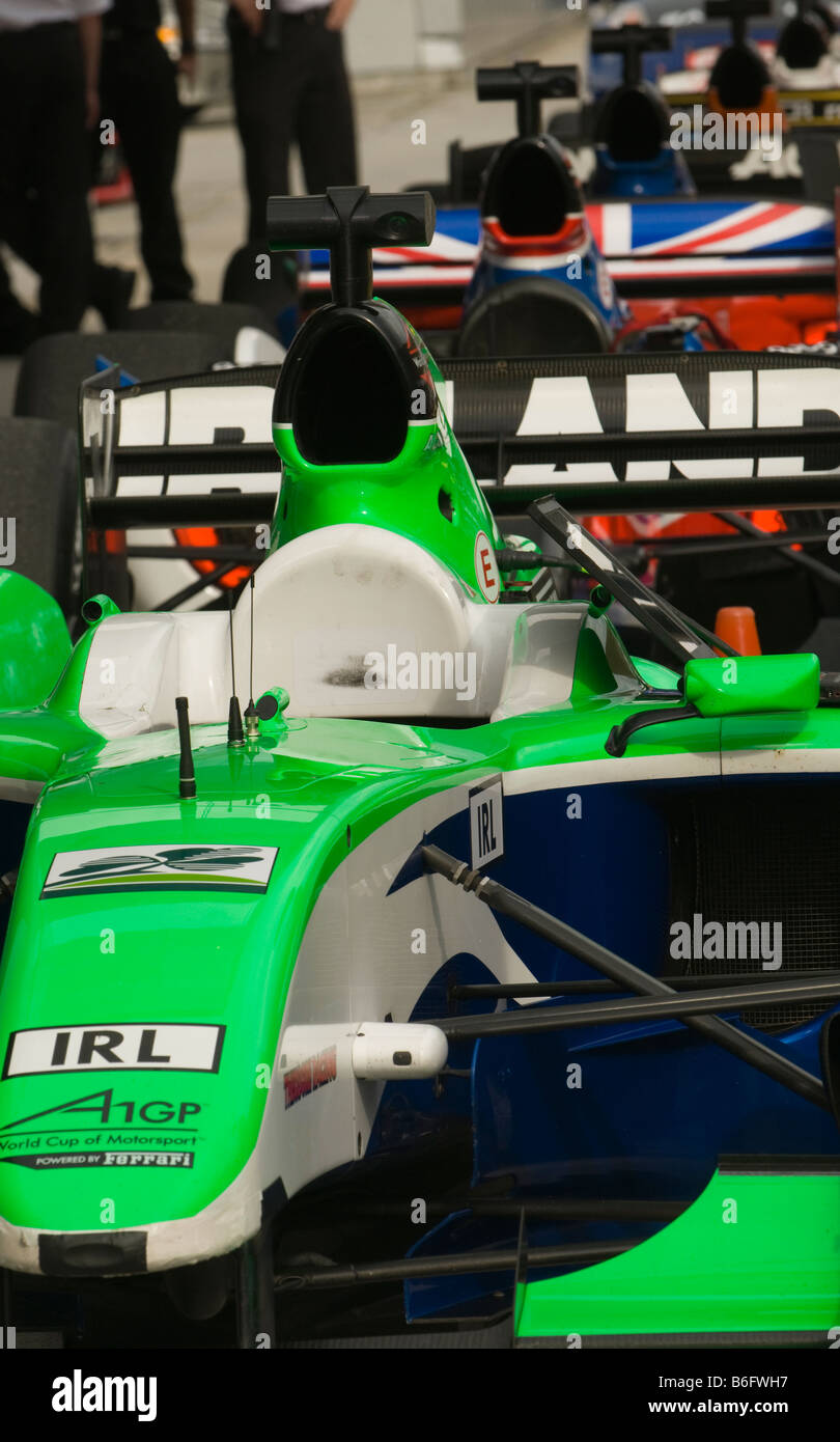 Rows of A1 cars after race at A1GP world Cup of Motorsport in Sepang ...