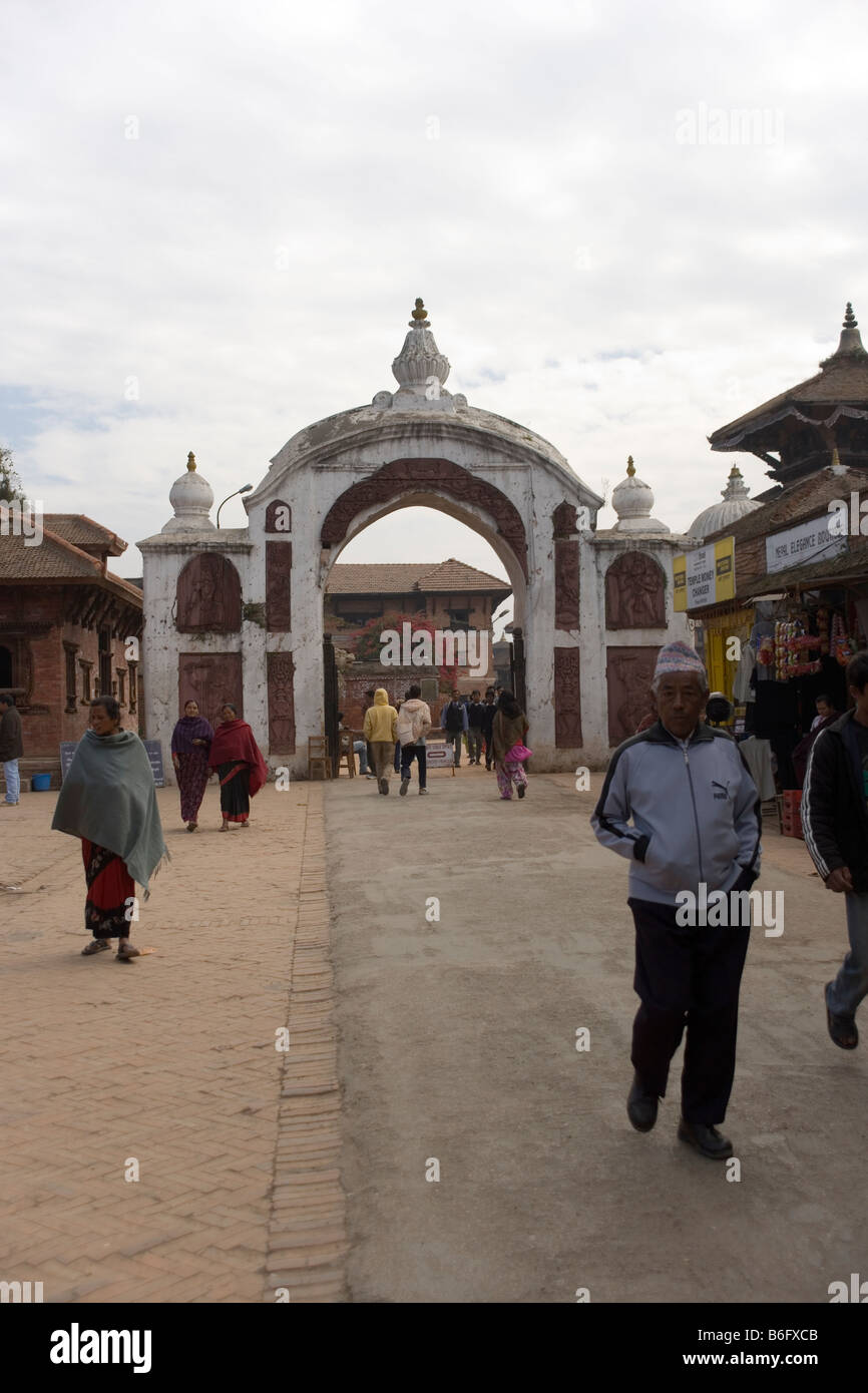 Laska Dhoka, the city gate in central Bhaktapur city in Nepal Stock ...