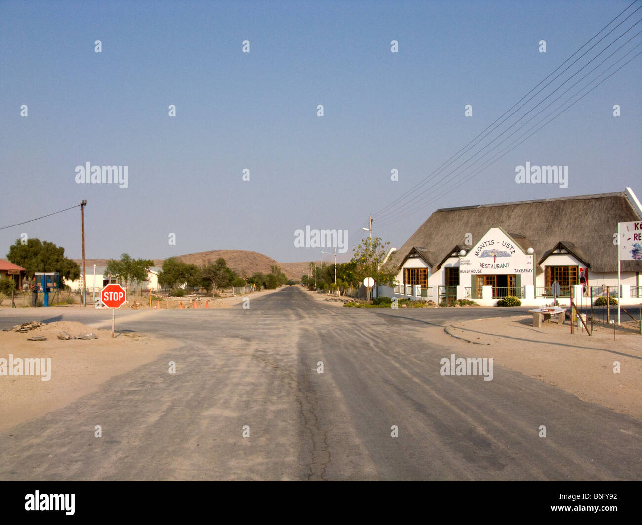 The Montis Usti restaurant at Uis village, Damaraland, Namibia Stock ...
