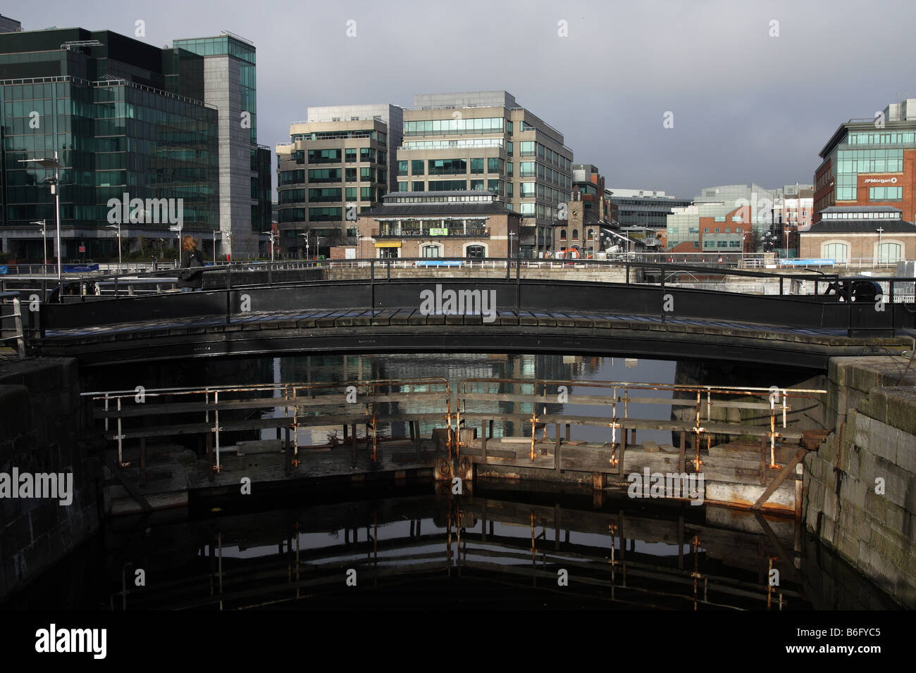 Apartments and office blocks in Docklands in the city of Dublin in the ...