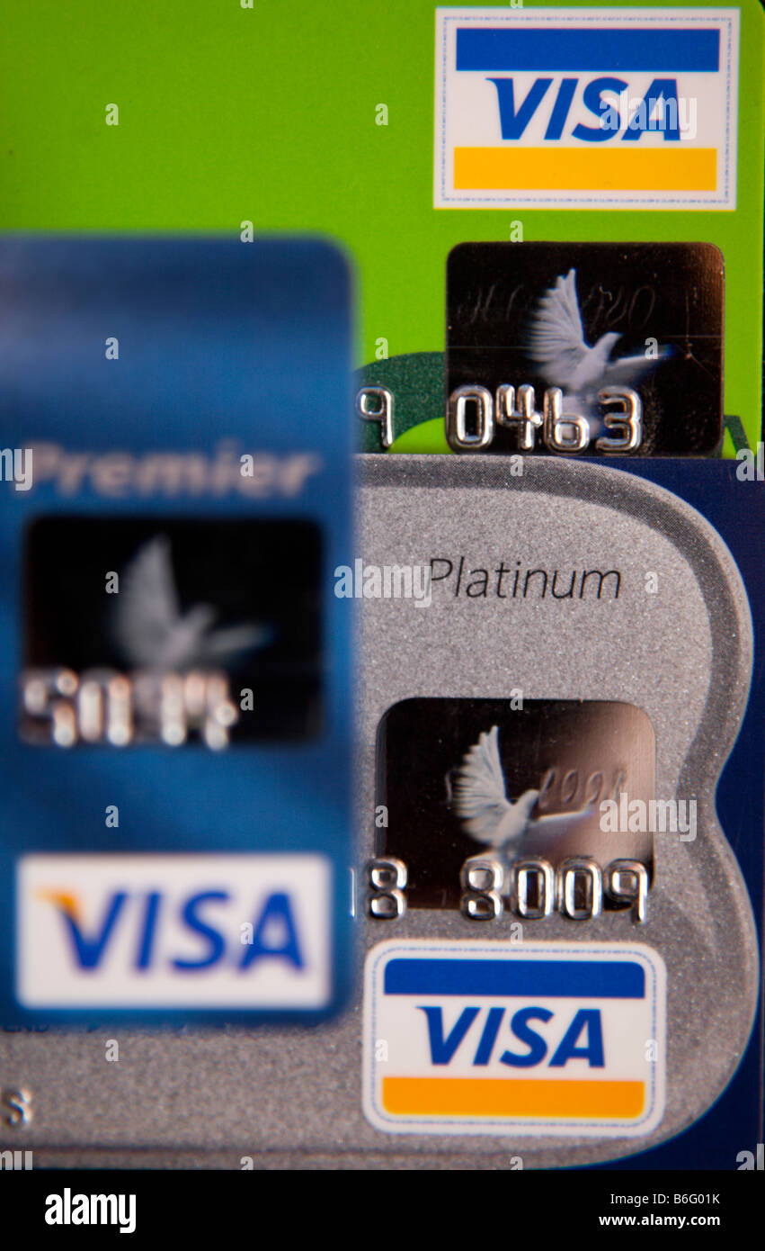 Three Visa credit cards used for payment credit transactions Stock ...