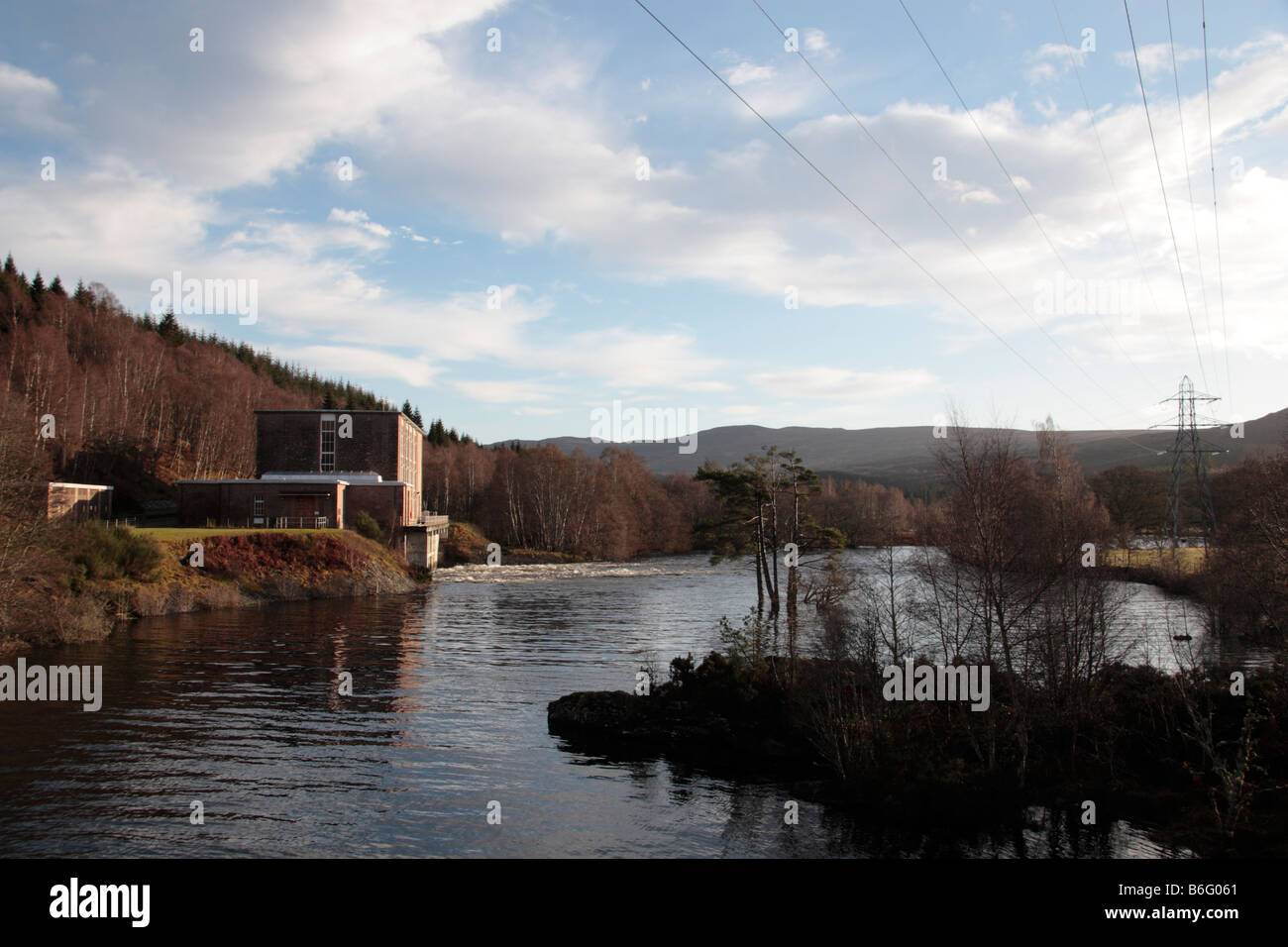 Scottish Hydro power station on the River Conon Strathconon Highlands ...