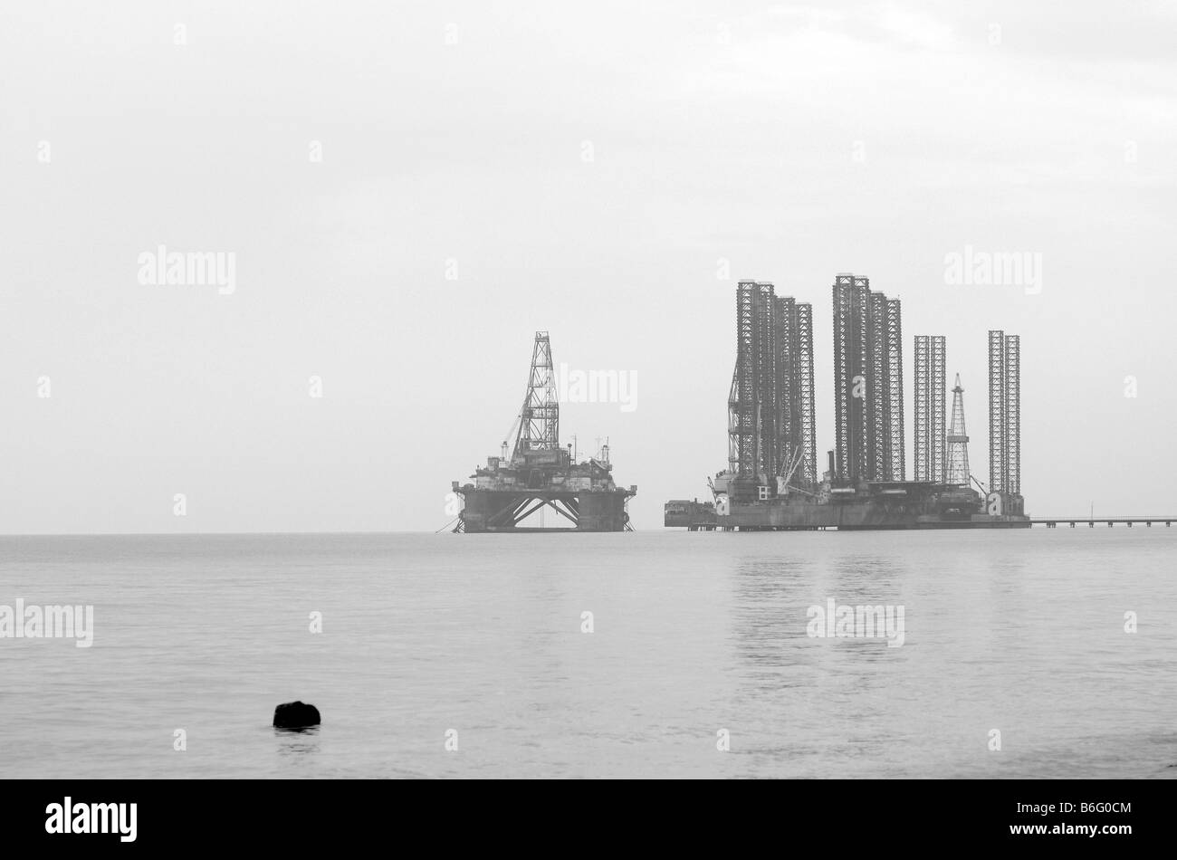 Offshore Oil Rig in the Caspian Sea Baku Azerbaijan Stock Photo - Alamy