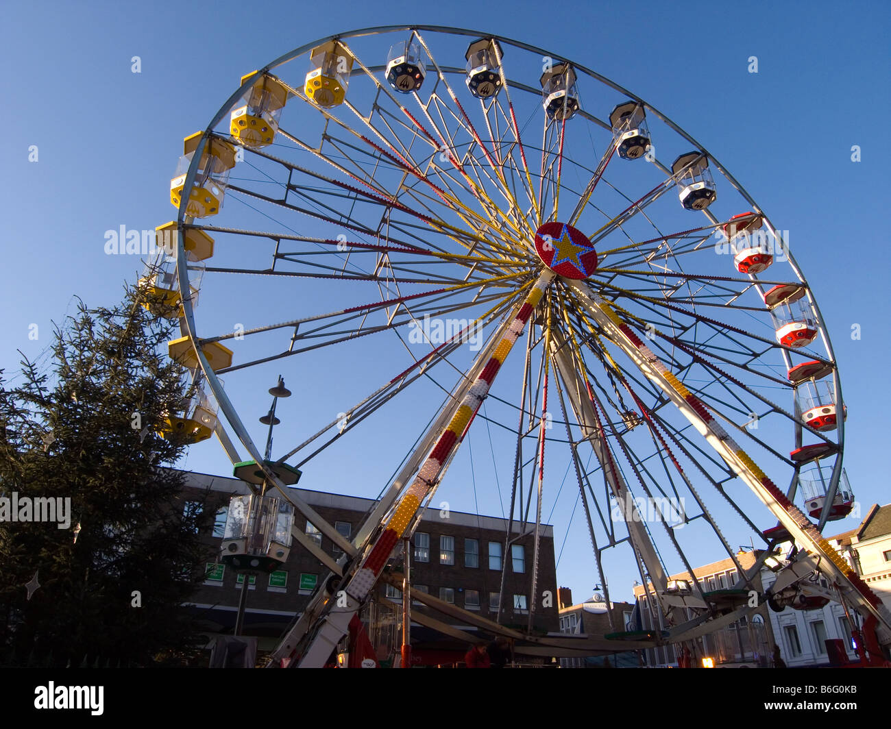A small Ferris wheel temporarily erected in High Row Darlington ...