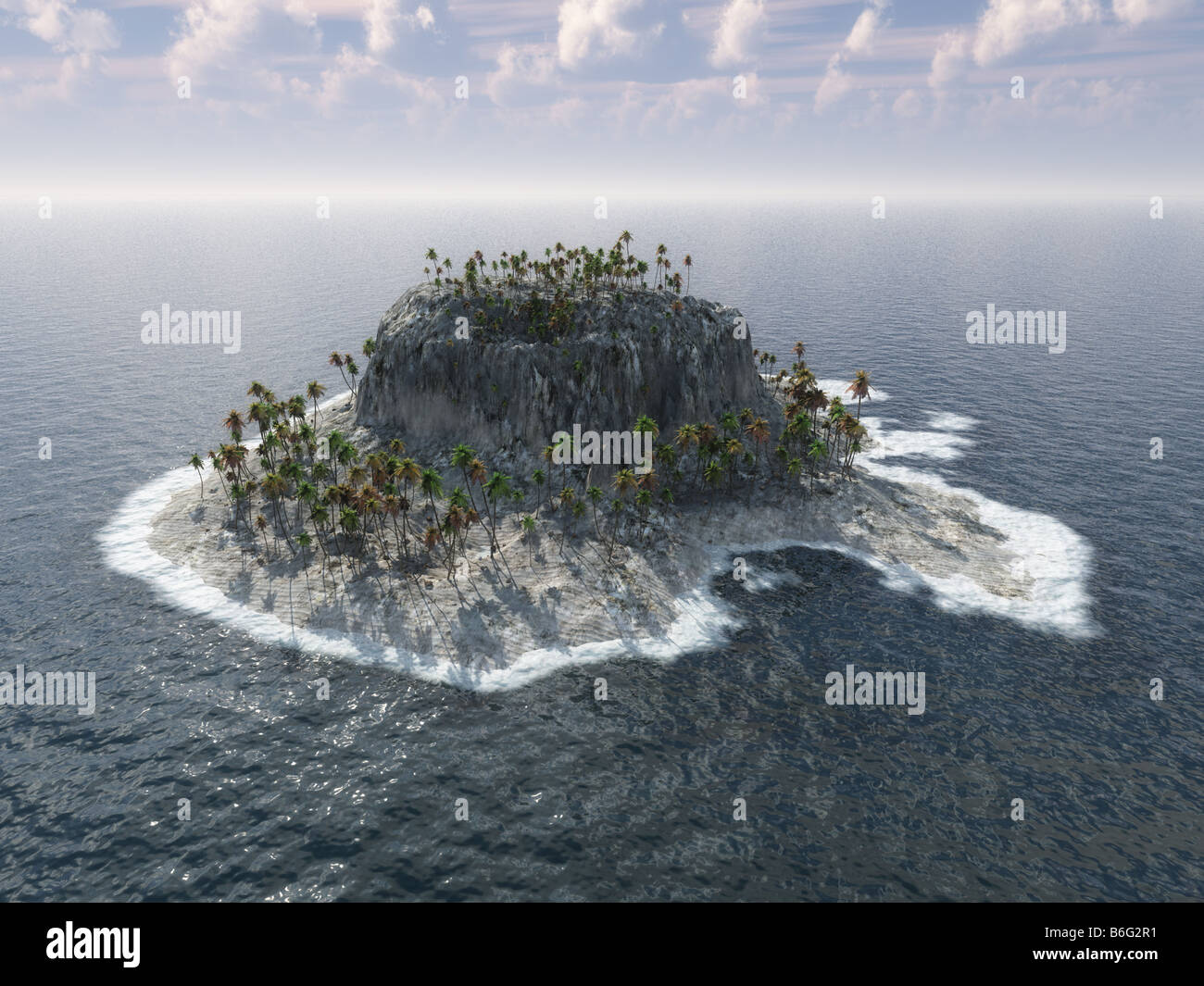3D Island at sea Stock Photo - Alamy