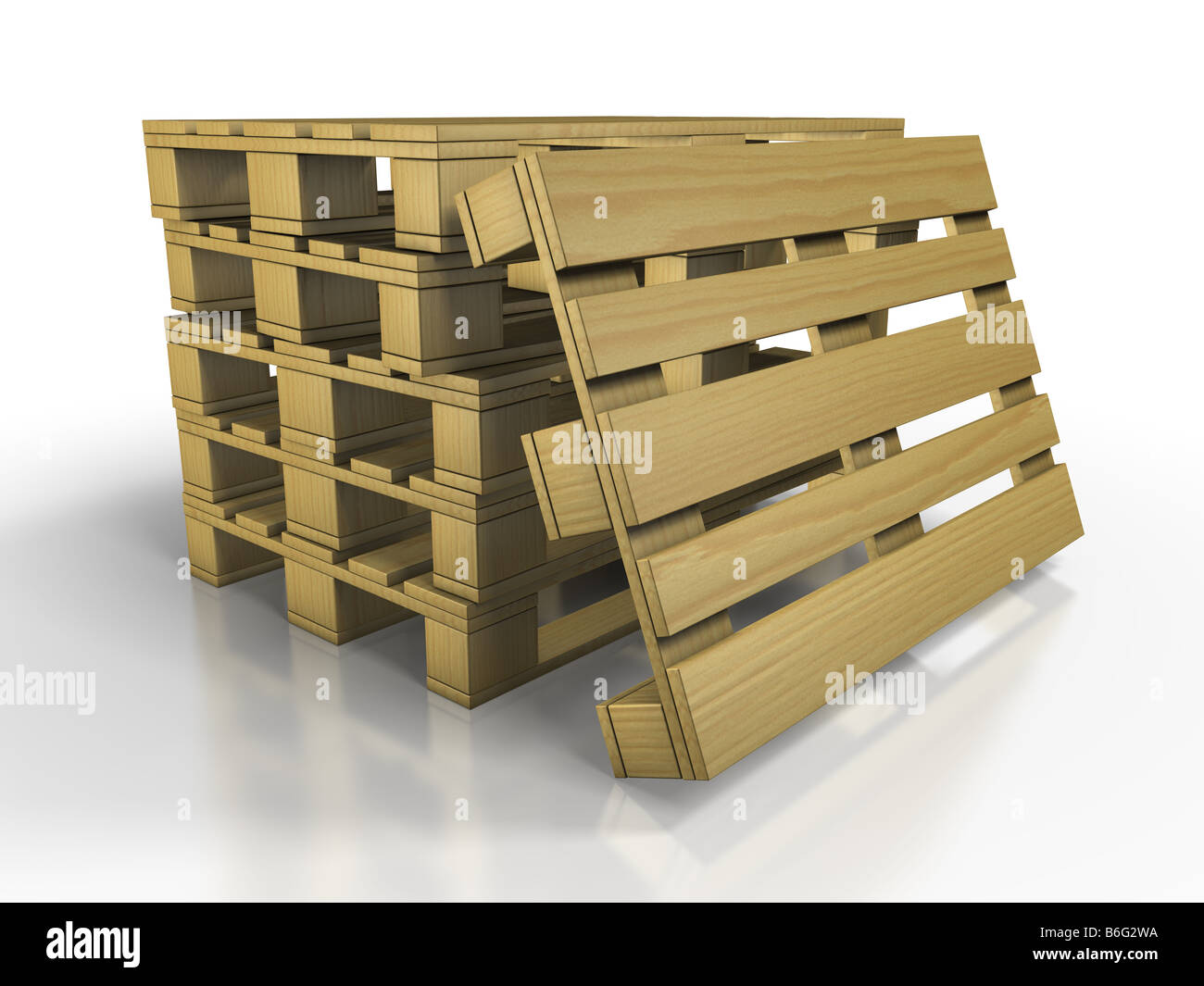 A stack of europe pallets on white background Stock Photo - Alamy