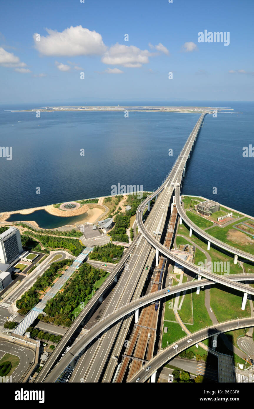 Kansai International Airport with Skygate bridge and Rinku junction ...