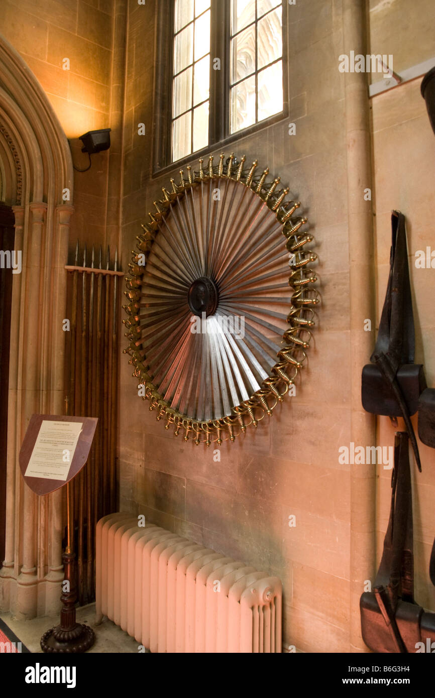 Swords on display in entrance hall of Belvoir Castle Leicestershire ...