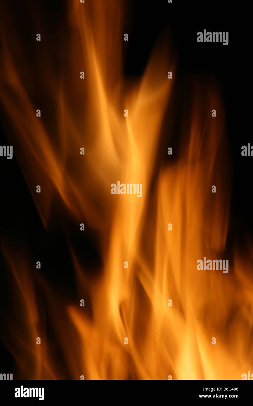 Fire and flames on a black background Stock Photo - Alamy