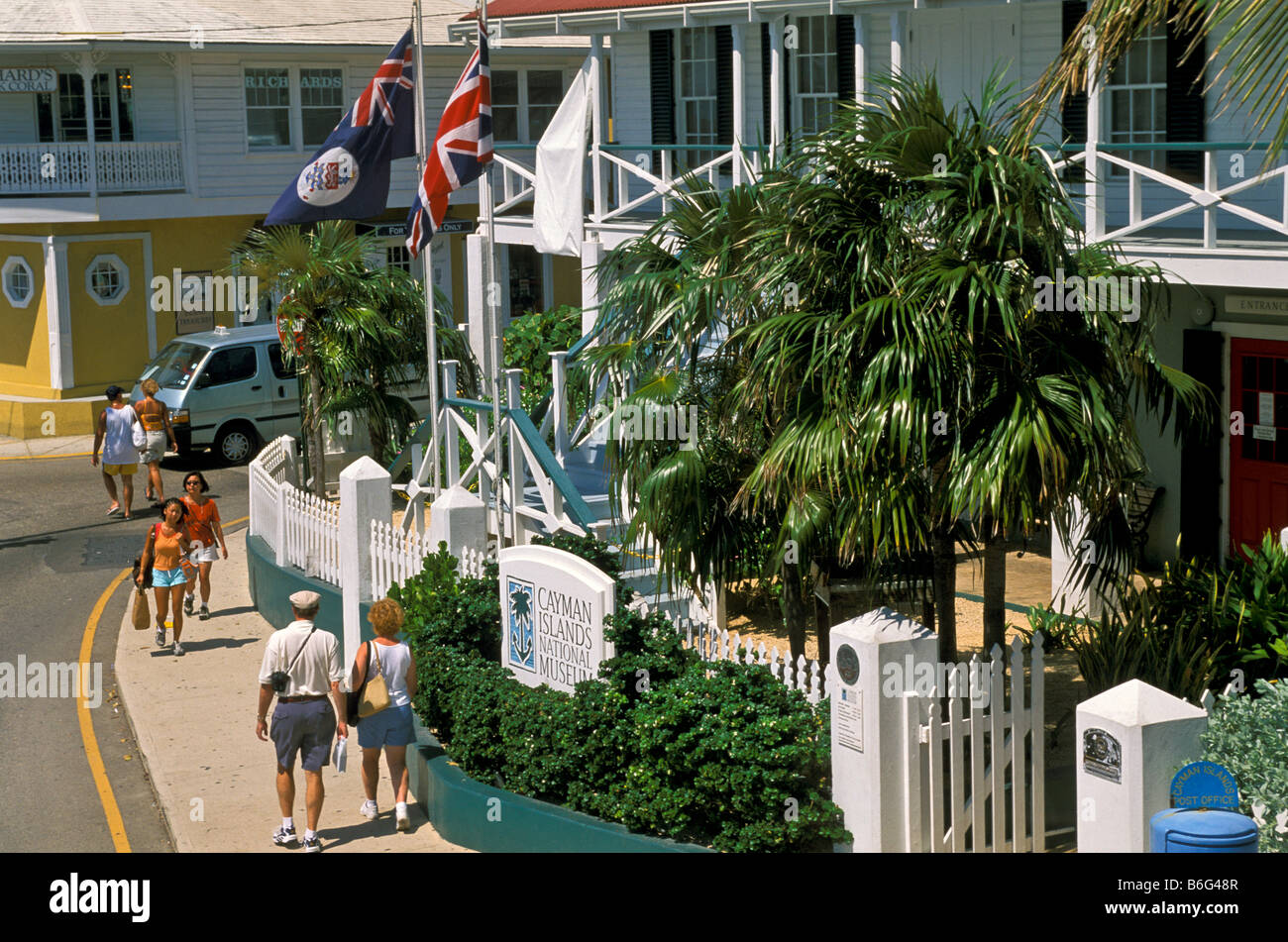 Grand Cayman George Town tourists shopping near Cayman Islands Museum ...