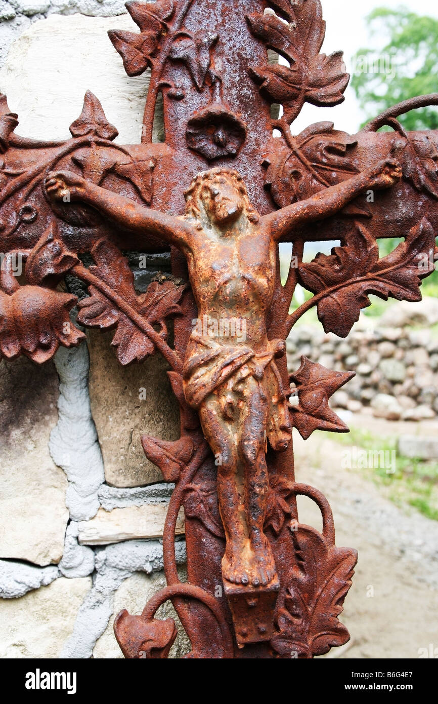 Cast iron decorative image of Jesus Christ on the cross Stock Photo - Alamy