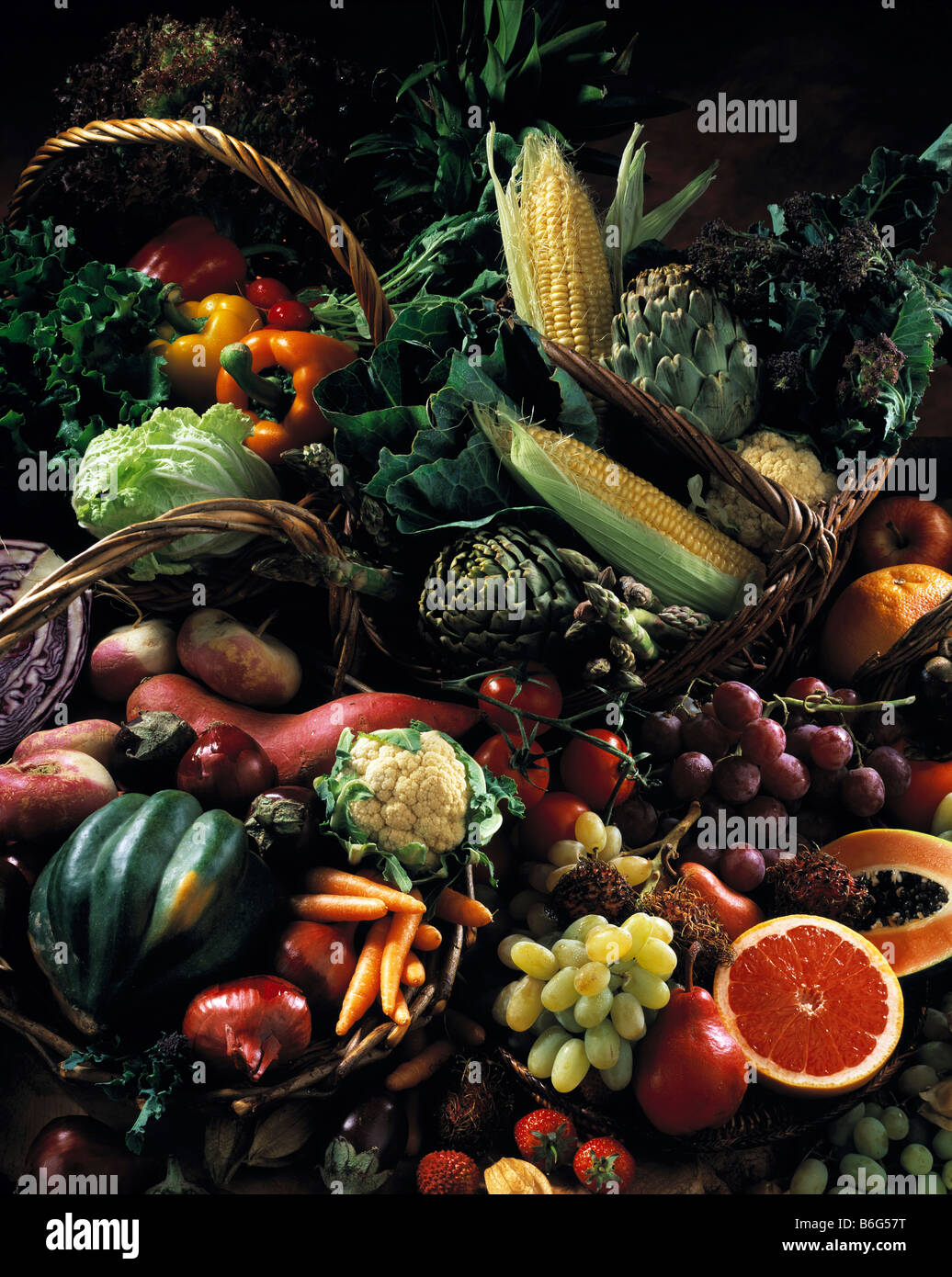 vegetables and fruit still life editorial food Stock Photo - Alamy