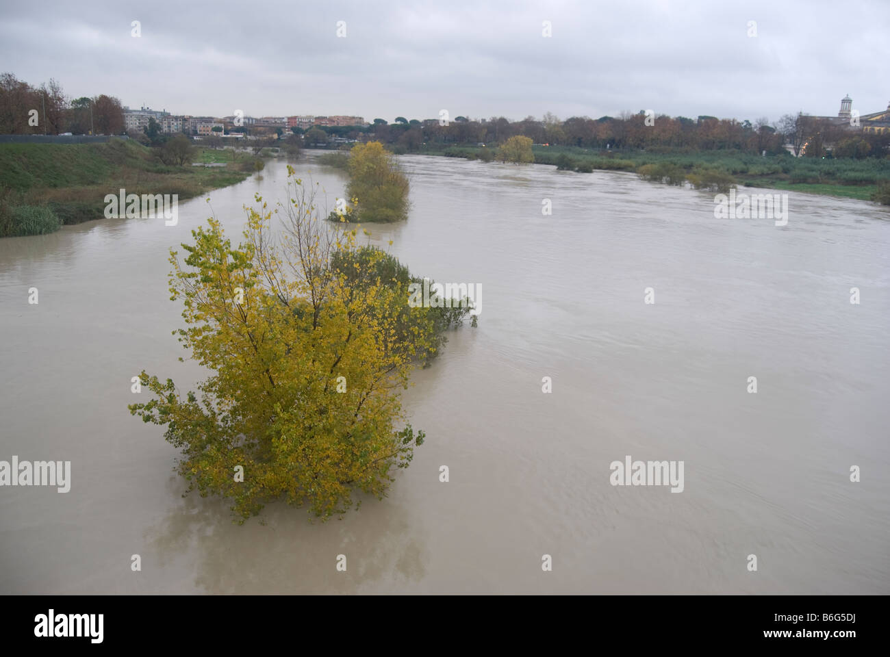 the flood of the tiber river. rome Stock Photo - Alamy