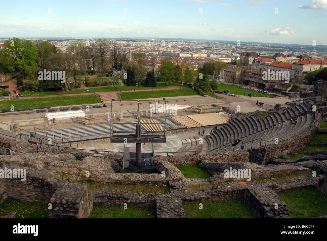 The Gallo Roman open air theater known as the Odeon is on Fourviere ...