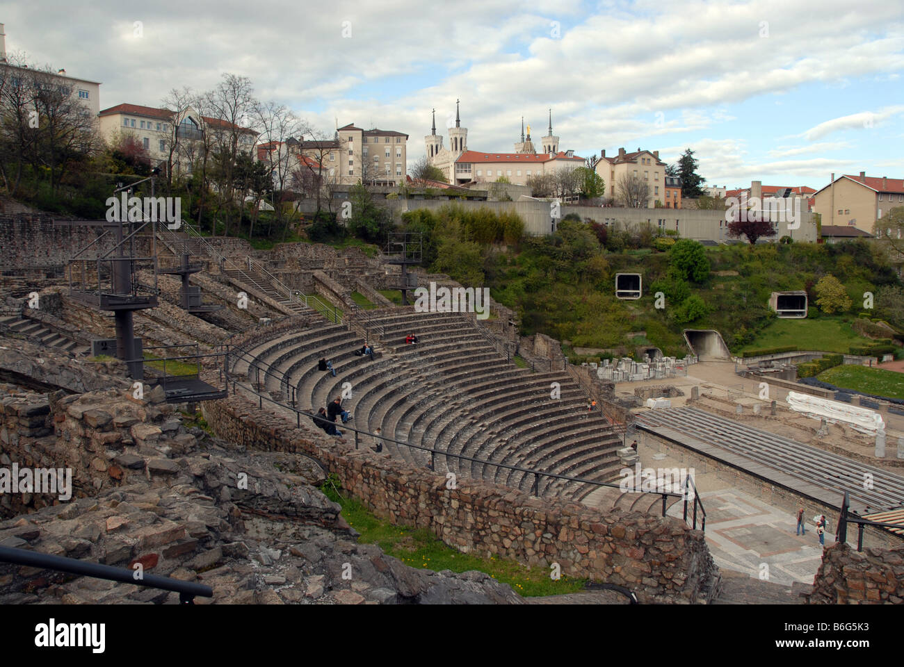 The Gallo Roman open air theater known as the Odeon is on Fourviere ...