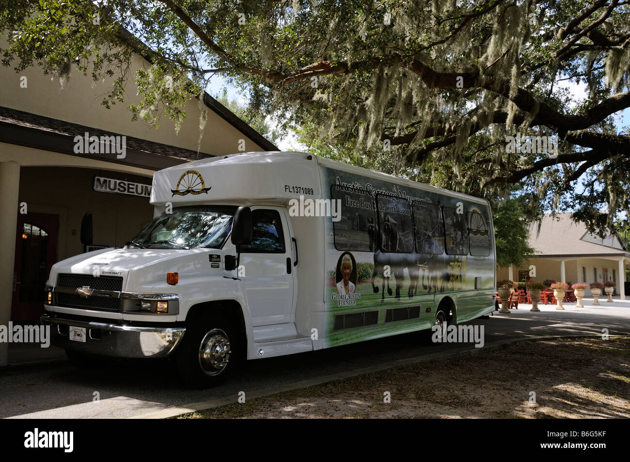 Tour bus at the Florida Carriage Museum at Weirsdale in Marion County ...