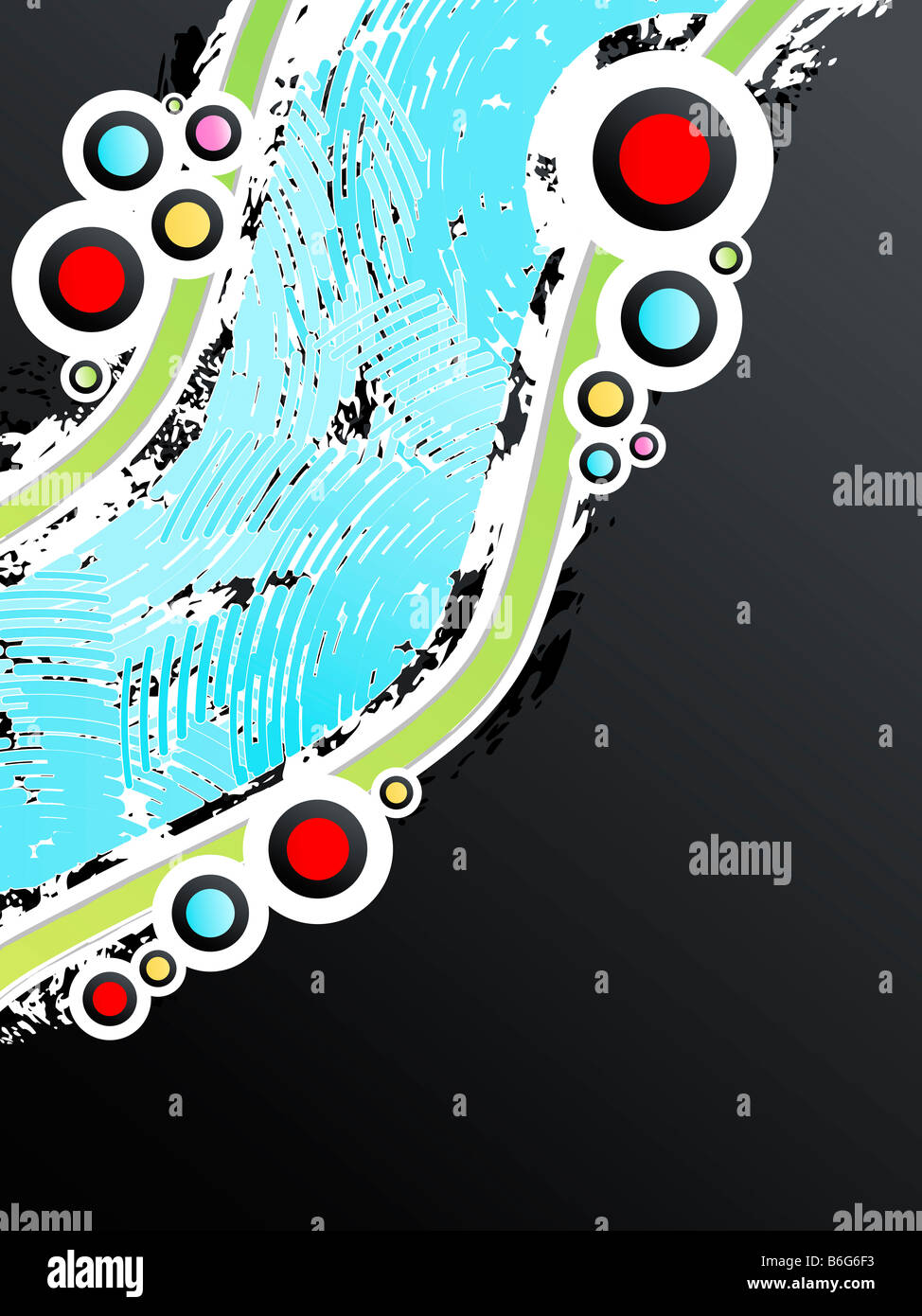 Vector illustration of a funky corner design in grunge and retro style ...