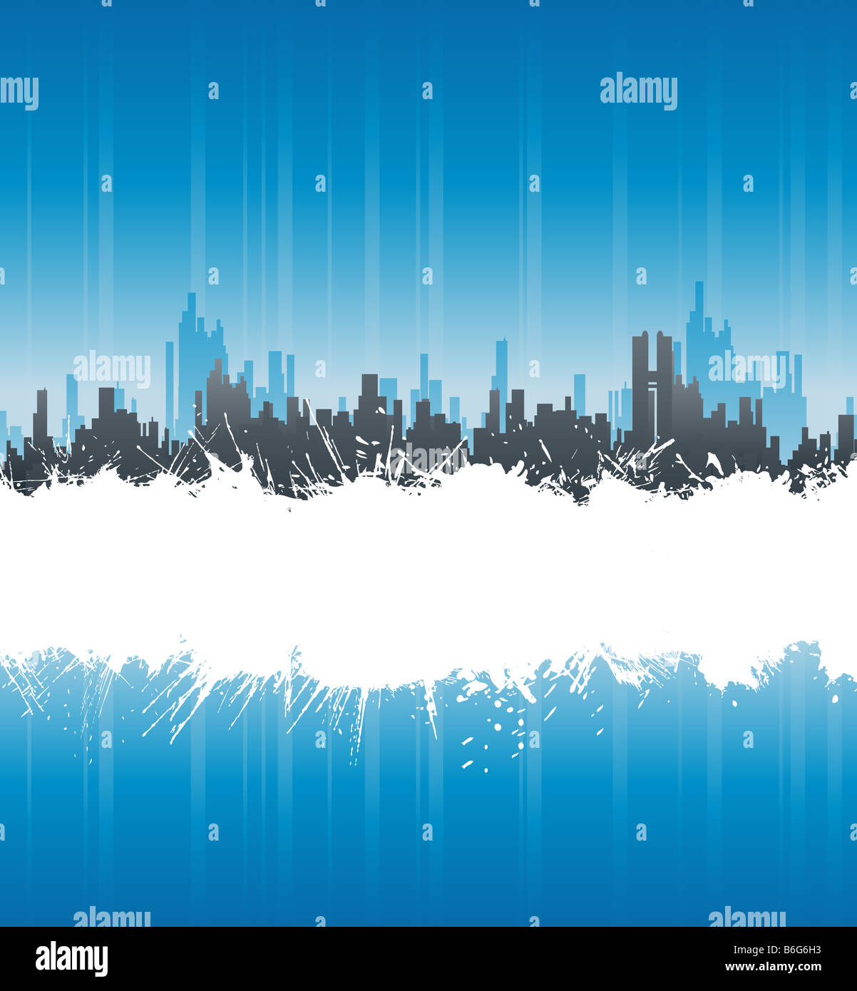 Vector illustration of a modern urban background with central white ink ...