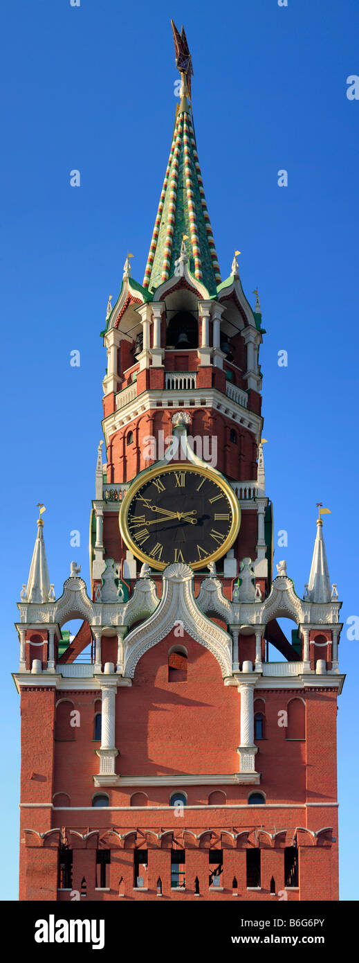 Red brick Spasskaya tower of Moscow Kremlin, City architecture, Red ...