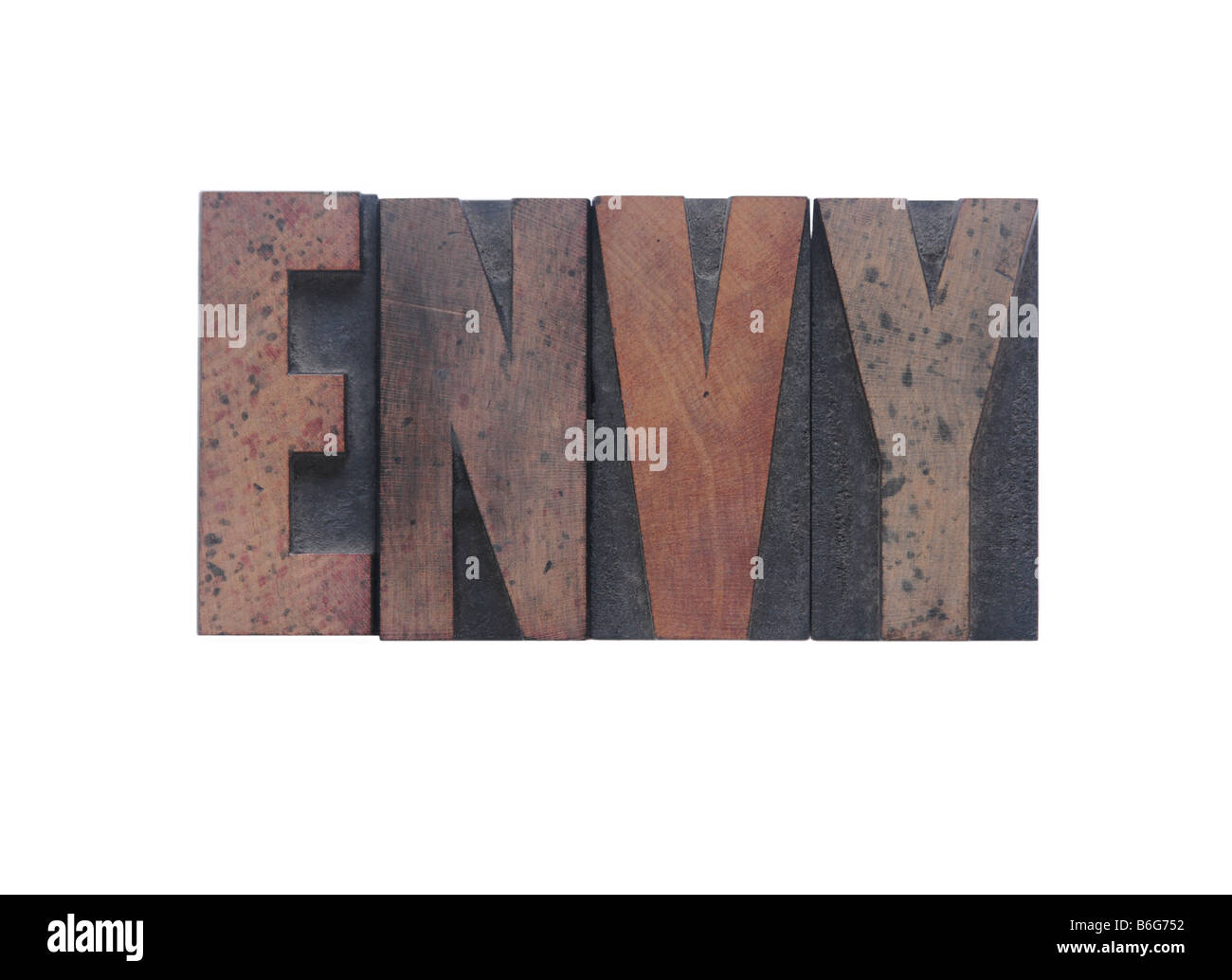 the word 'envy' in old ink-stained wood type Stock Photo - Alamy