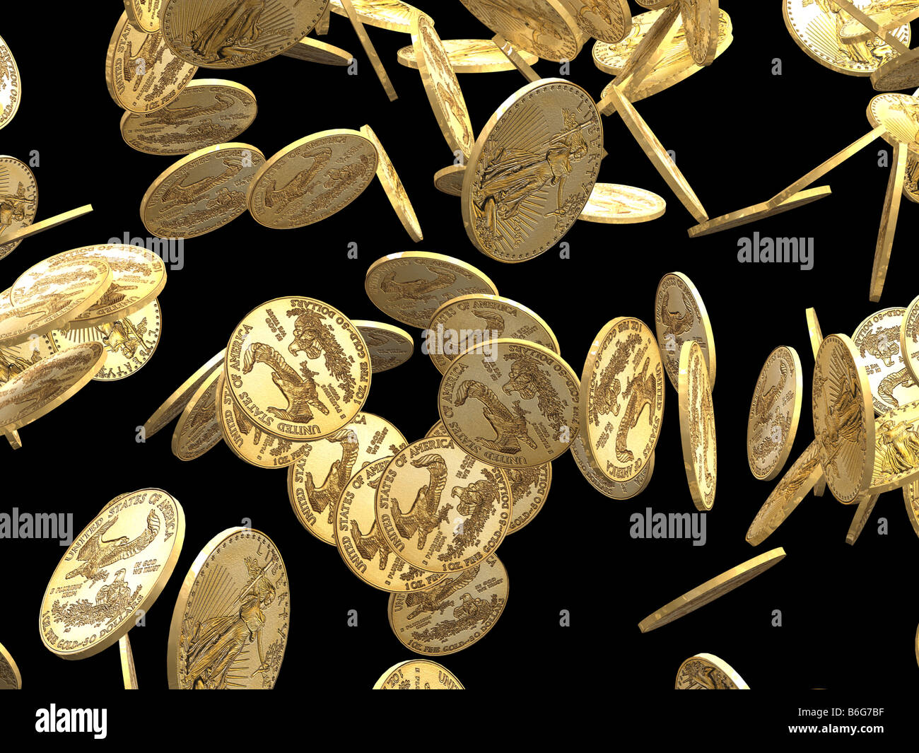3D Gold Coins falling Stock Photo - Alamy