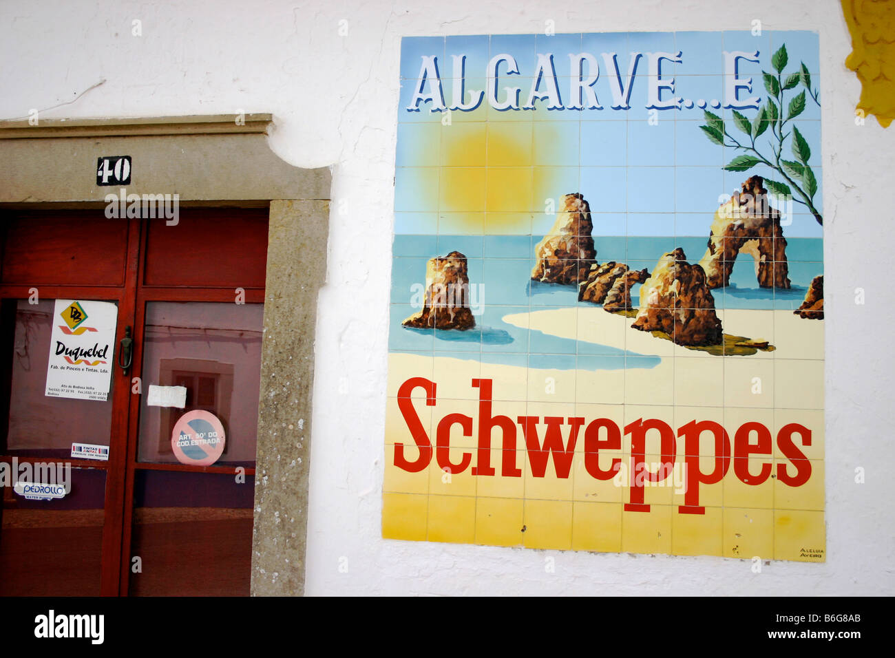 ALGARVE CERAMIC TILE ADVERTISING SCHWEPPES Stock Photo - Alamy