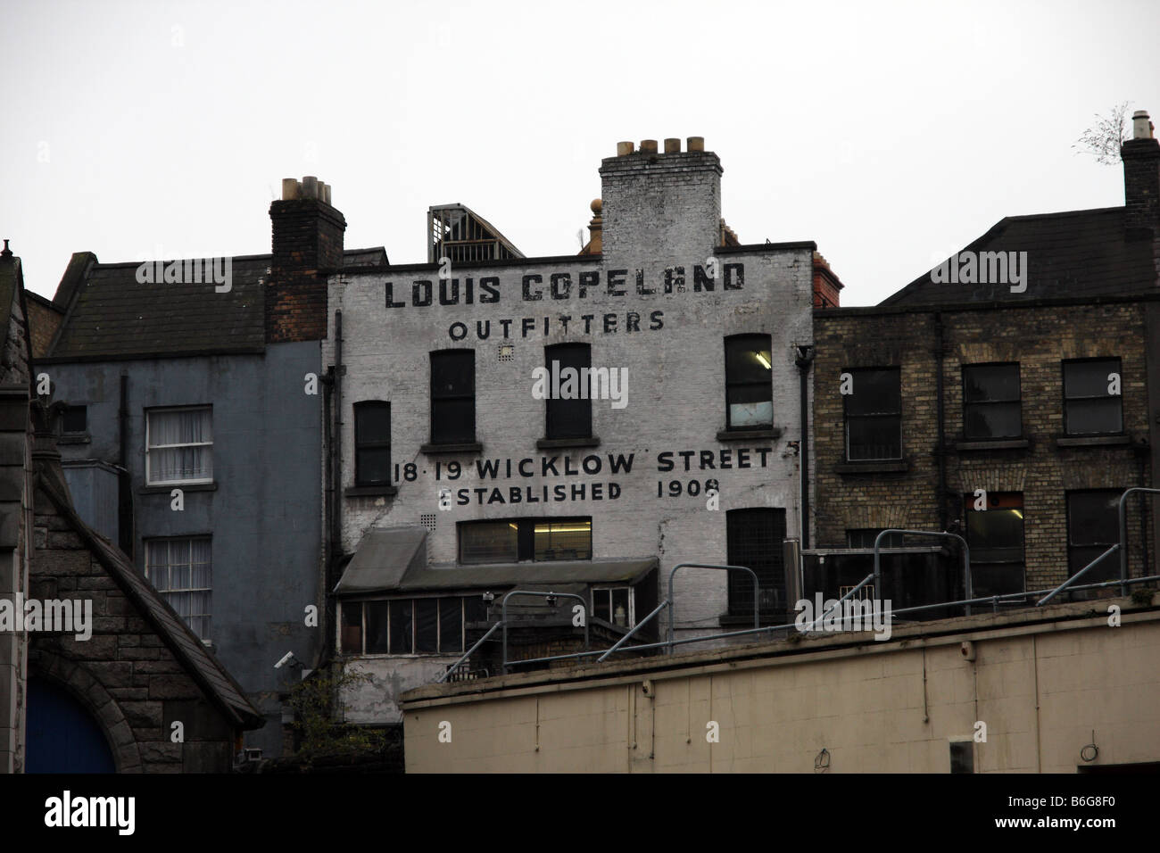 An old shop advertisement in the city of Dublin in the Republic of ...