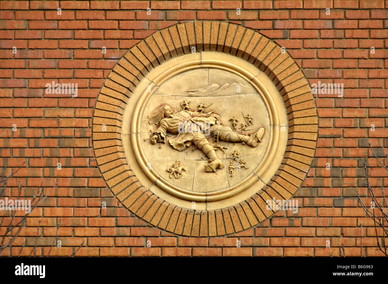 Gullivers travel lilliput story carving Dublin Stock Photo - Alamy
