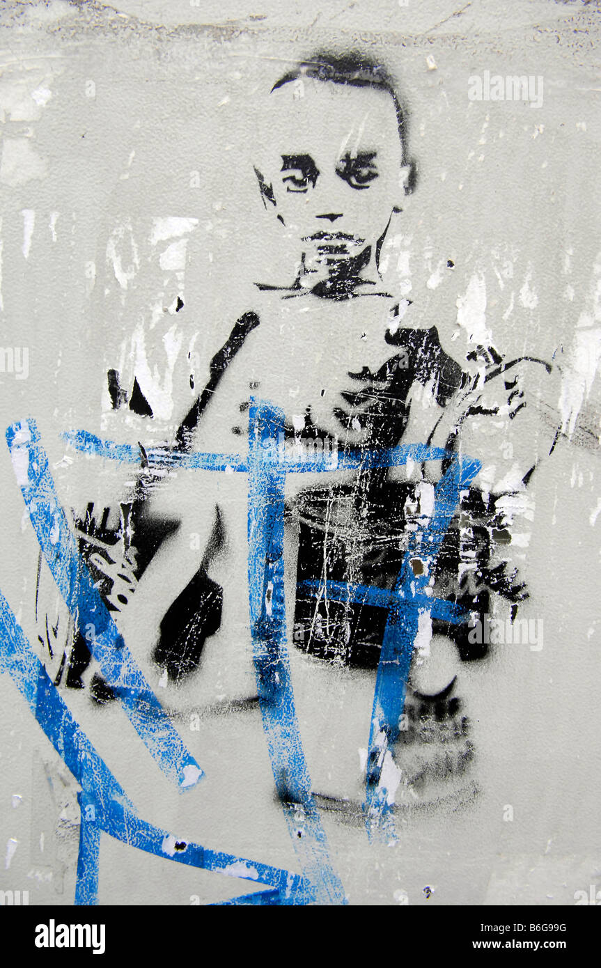Poverty stencil art starving child hi-res stock photography and images ...