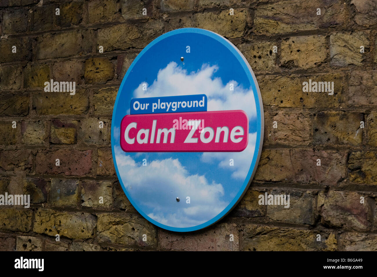 Calm Zone Sign in Playground of Junior School in Central London Stock ...